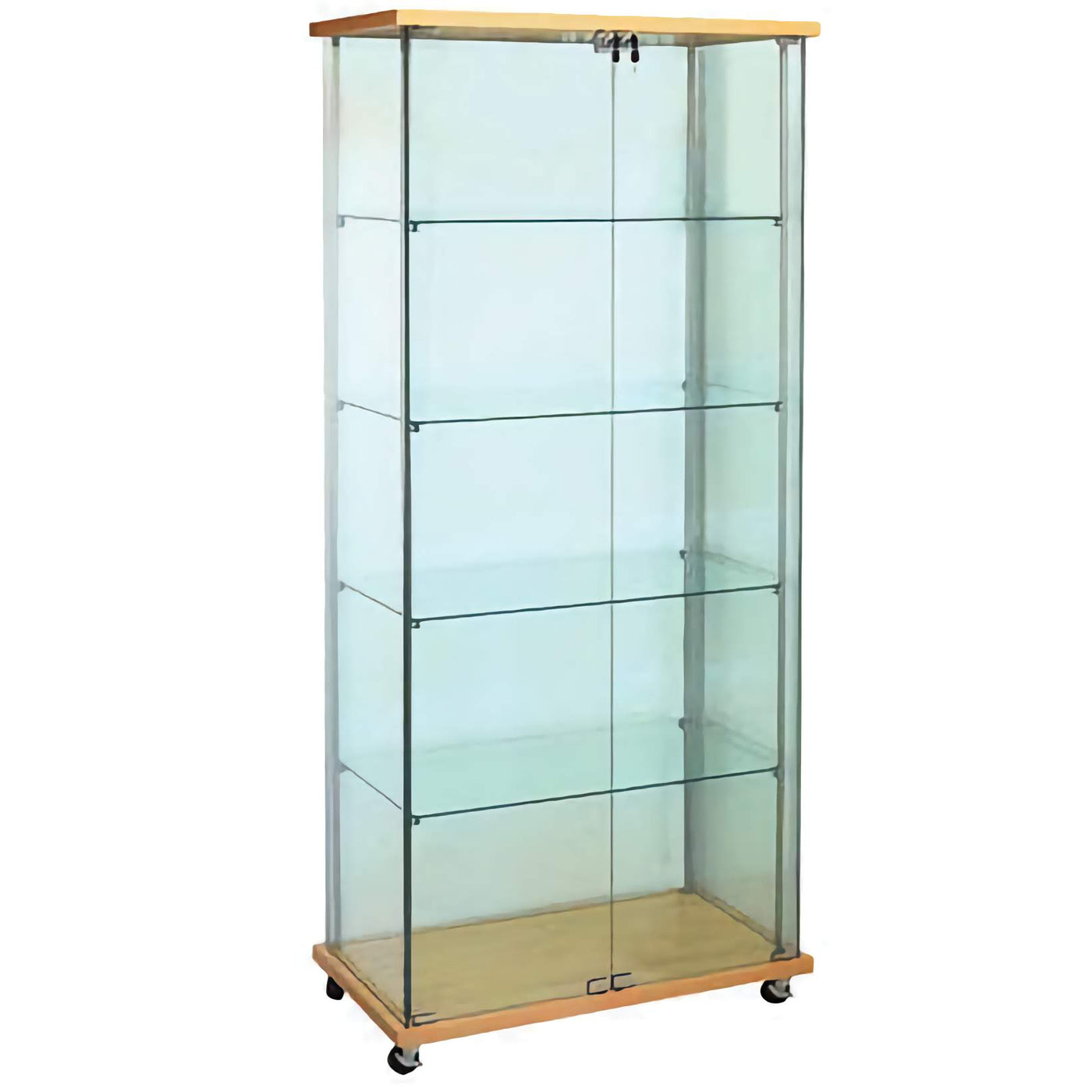 Frameless Glass Retail Display Cabinet | 4 Shelf Tower | Laminate ...